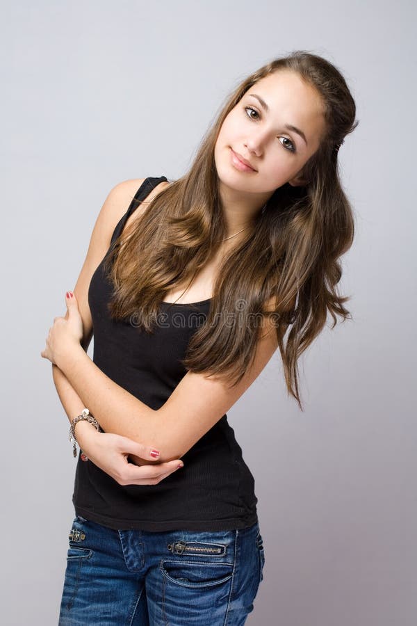 Modelo Joven Delgado De Los Pantalones Vaqueros. Foto de archivo ...