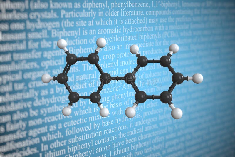 Modelo Molecular Bifenil Científico 3d Renderizado Stock de ilustración ...