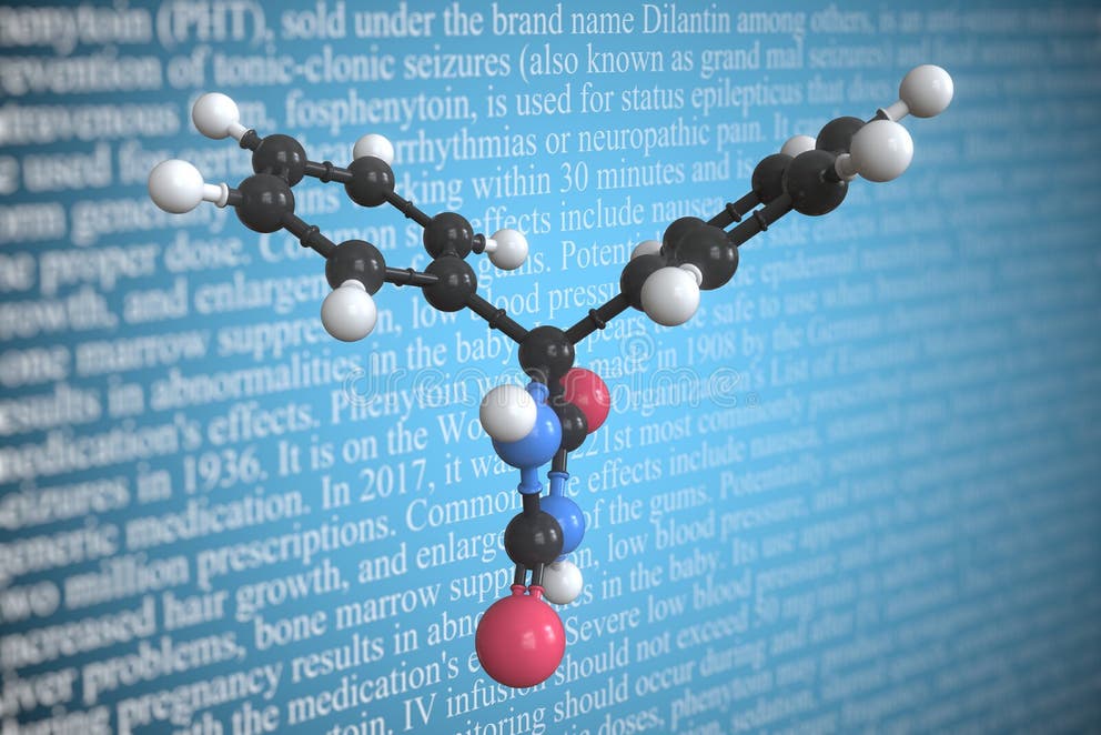 Modelo Molecular De Renderização De Fenitoína 3d Ilustração Stock ...