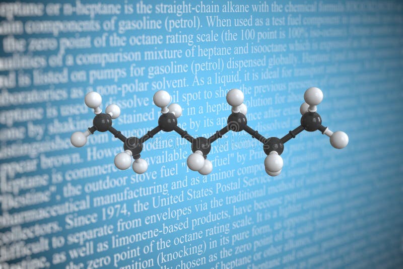 Modelo Molecular De Renderización Heptano 3d Stock de ilustración ...