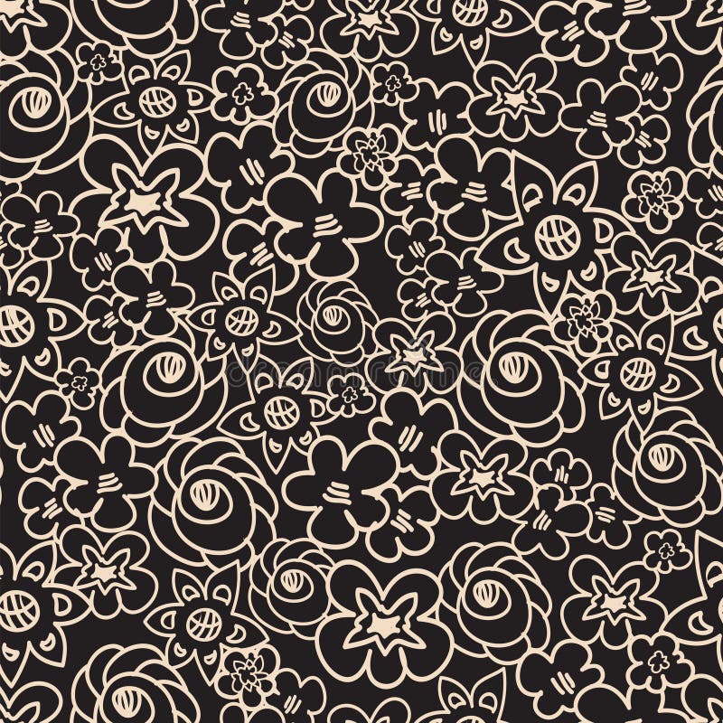 Modelo Sin Fin Floral Blanco Y Negro Ilustración del Vector ...