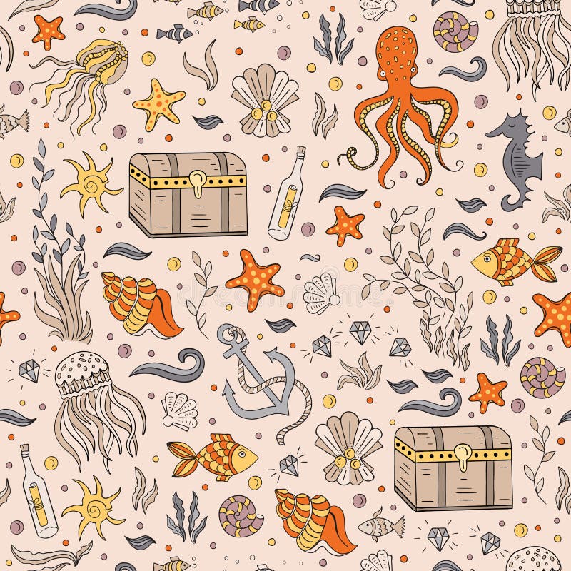 Modelos De Los Elementos Del Mar Ilustración del Vector - Ilustración ...