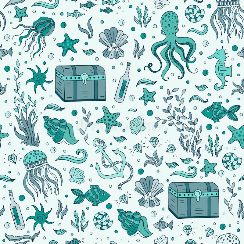 Modelos De Los Elementos Del Mar Ilustración del Vector - Ilustración ...