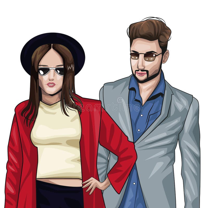 Modelos Jovenes Con Ropa De La Moda Ilustración del Vector ...