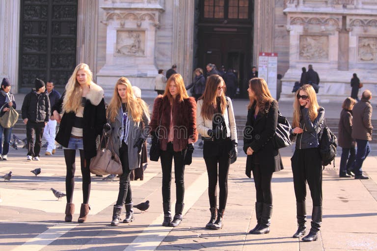 Models Backstage Off Duty in the Street Milan Stock Image - Image of ...