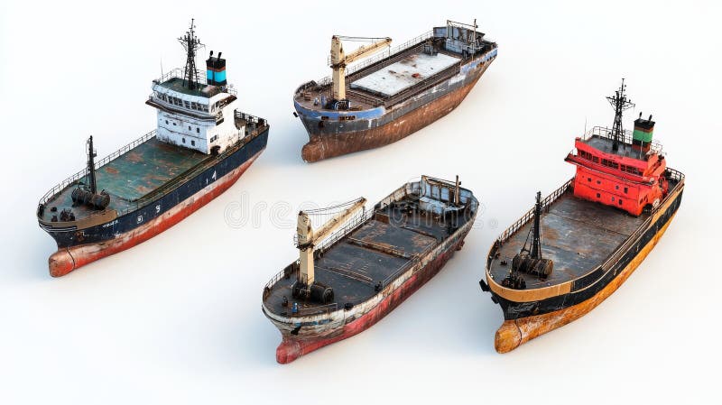 Models of a Cargo Ship, a Warship, and a Merchant Ship that Can Be Used ...