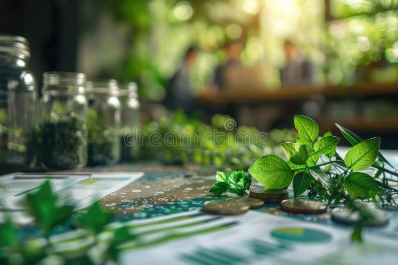 Models of Plants, Energy, and Money on the Desktop Stock Image - Image ...