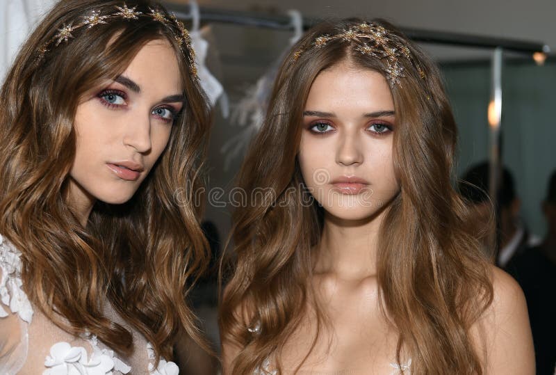 Models Posing Backstage before Berta Bridal 2018 Collection Runway Show ...