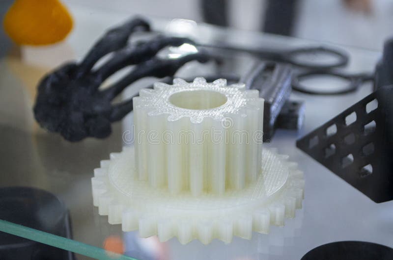 Models Printed 3D Printer Molten Plastic White Color. Model of Part Created Stock Image - Image ...