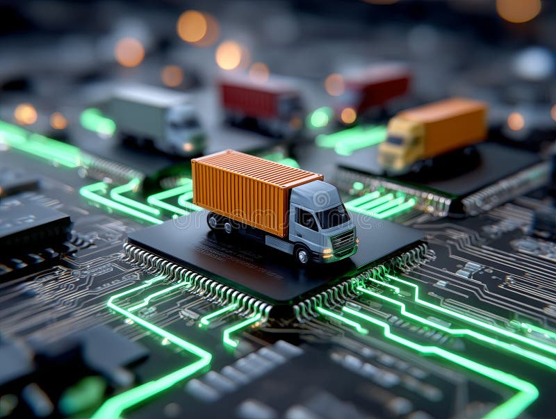 Models of Trucks on a Circuit Board Representing Technology and ...