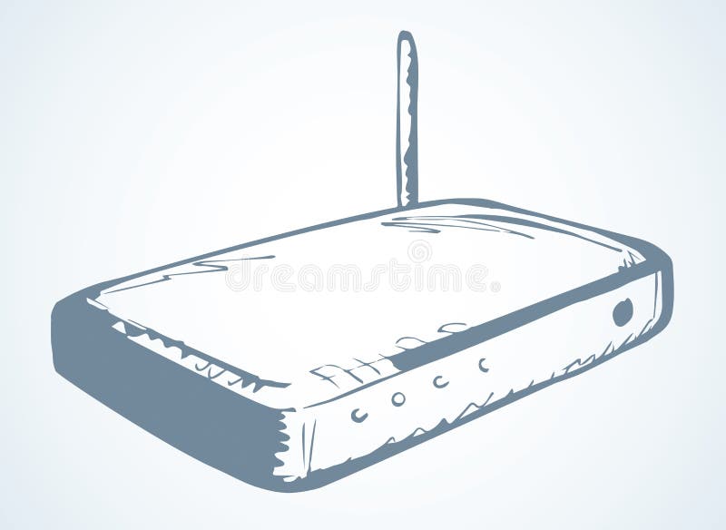 Drawing Tv Modem Antenna Signal Stock Vector - Illustration of data ...