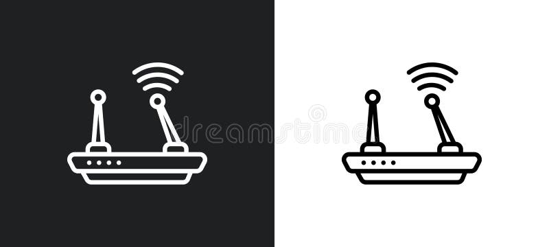 Modem Outline Icon in White and Black Colors. Modem Flat Vector Icon ...