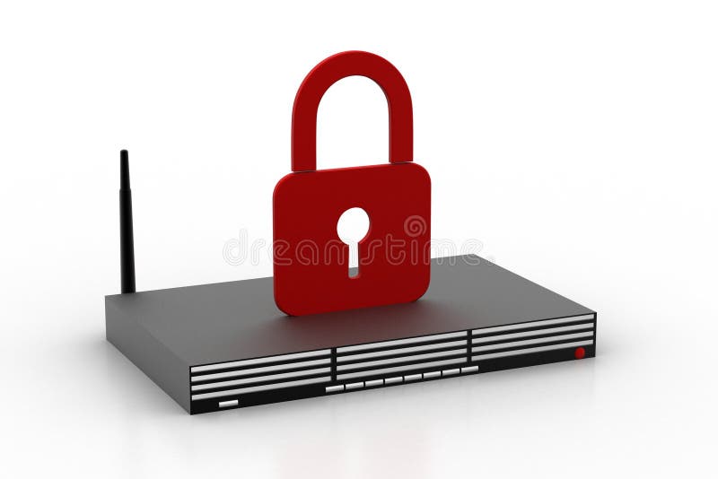 Modem with padlock sign stock illustration. Illustration of safety ...