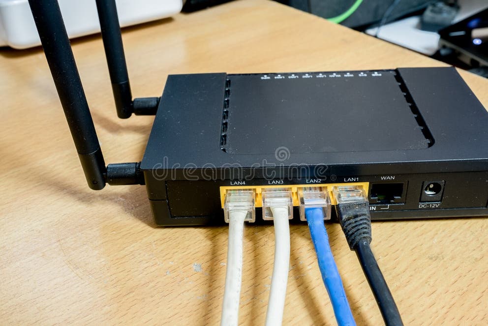 Modem Router Network Hub with Cable Connecting Stock Photo - Image of ...