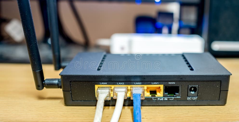 Modem Router Network Hub with Cable Connecting Stock Photo - Image of ...