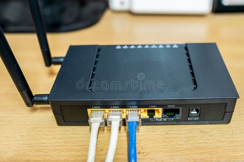 Modem Router Network Hub with Cable Connecting Stock Photo - Image of ...