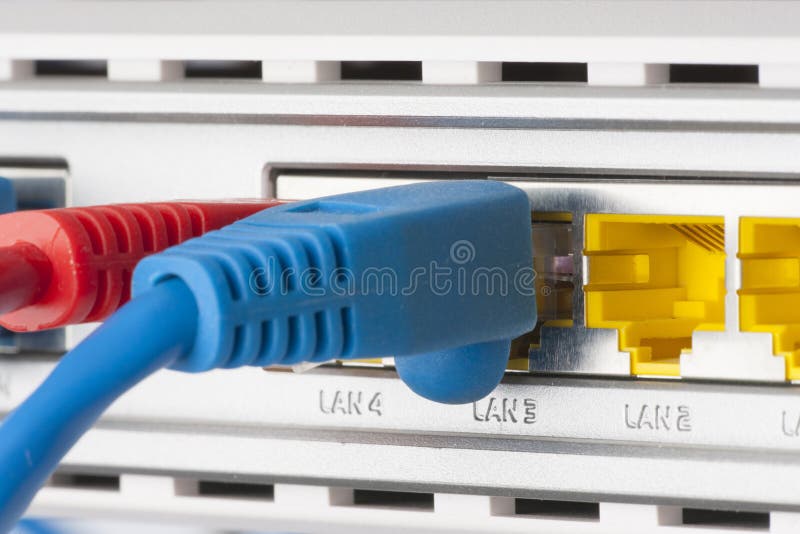 Modem Router Network Hub with Cable Connecting. Stock Photo - Image of ...