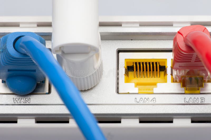 Modem Router Network Hub with Cable Connecting. Stock Photo - Image of ...
