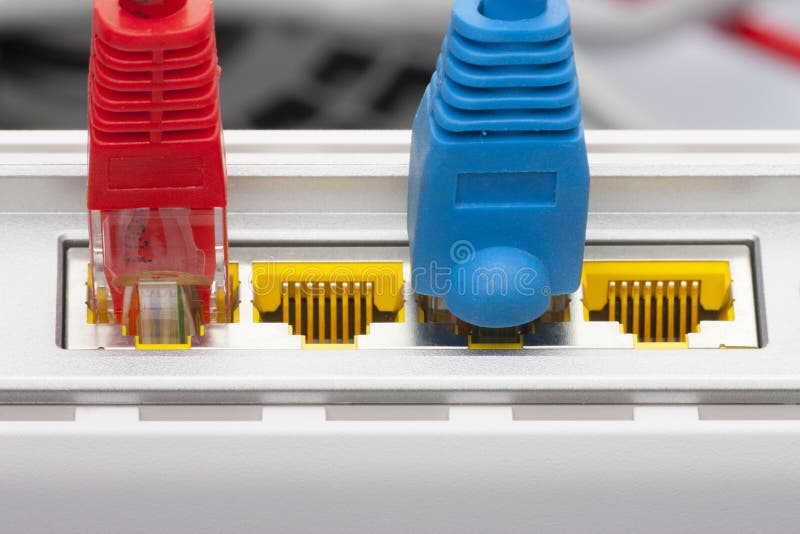 Modem Router Network Hub with Cable Connecting. Stock Image - Image of ...