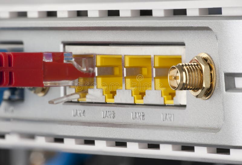 Modem Router Network Hub with Cable Connecting. Stock Photo - Image of ...