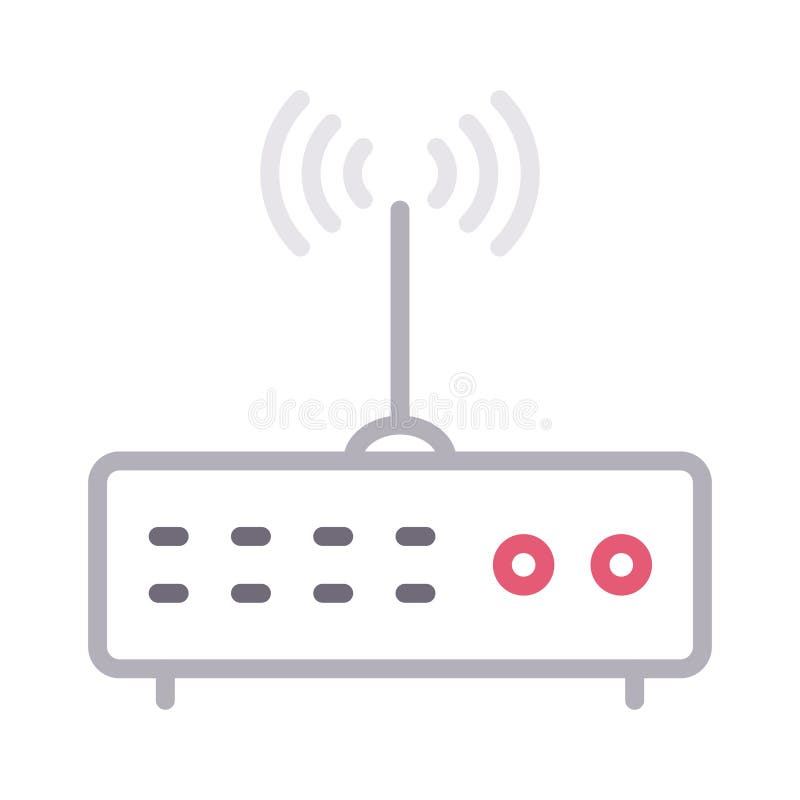 Modem Thin Line Color Vector Icon Stock Vector - Illustration of button ...
