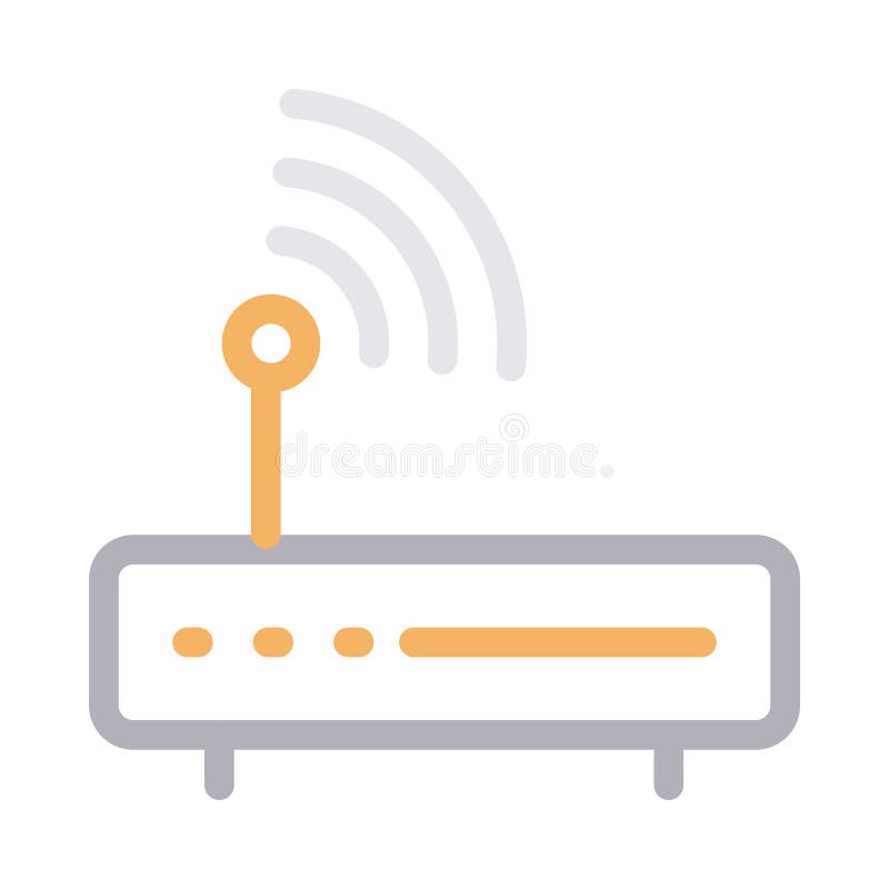 Modem Thin Color Line Vector Icon Stock Vector - Illustration of ...