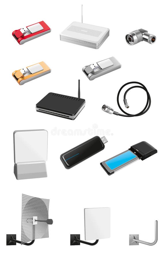 Modems and Communication Equipment Stock Vector - Illustration of ...