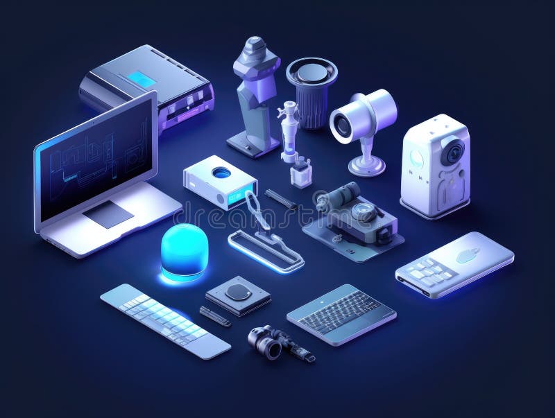 Moden and Antique Technology Devices. Digital and Analog Devices ...