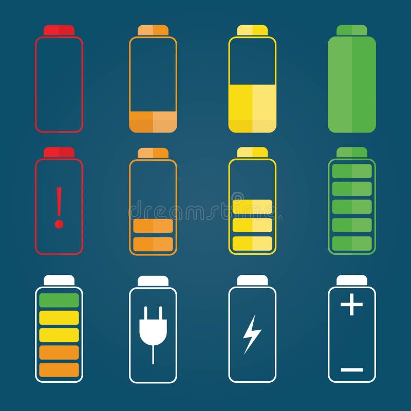 Moden Illustration of Battery Indicator , Charge Symbols Stock ...