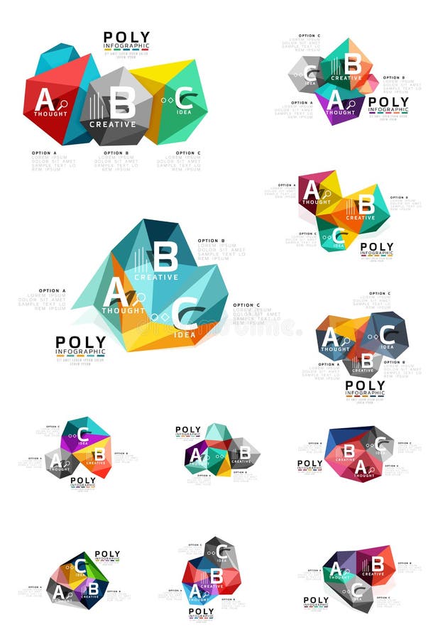 Moden Low Poly Infographics Template Stock Vector - Illustration of ...