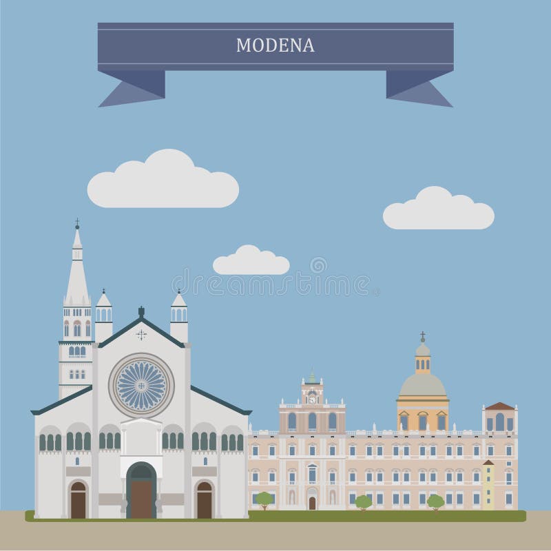 Modena City, Italy, Skyline Silhouette and Coat of Arms Stock Vector ...