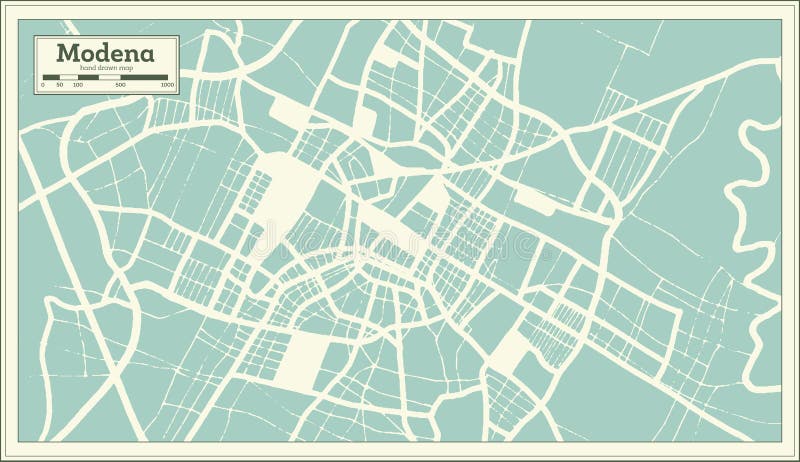Modena Italy City Map in Retro Style. Outline Map Stock Vector ...
