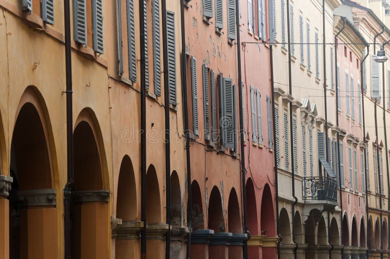 Modena - Street with Portico Stock Image - Image of building, italy ...