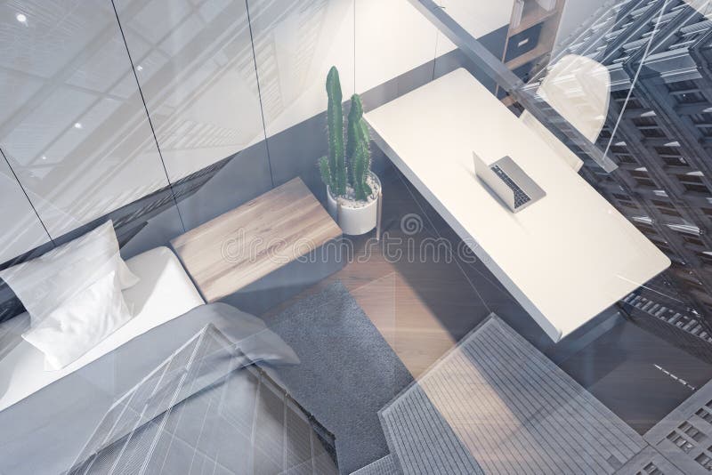 Moder Design Bedroom Interior. Top View Stock Illustration ...