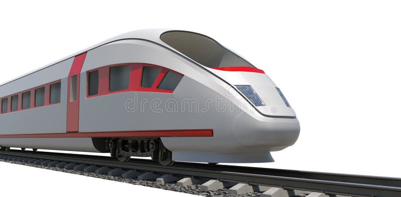 Train Moving Forward on Rail-tracks, Side View Stock Image - Image of ...