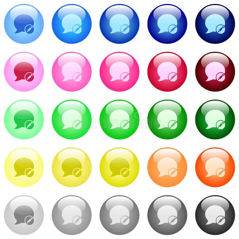 Moderate Blog Comment Icons in Color Glossy Buttons Stock Vector ...