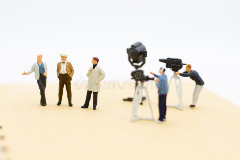 Moderator are Interviewing Guests with Camera and Video Capture. Image ...