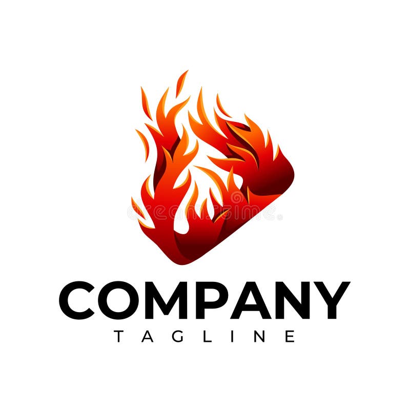 Modern 3D Style Abstract Fire Flame Media Play Logo Design Brand Stock ...