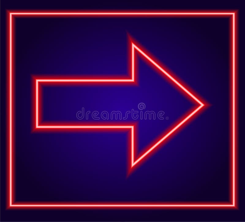 Vector Isolated Neon Arrow of Red Color in a Red Rectangular Frame on a ...