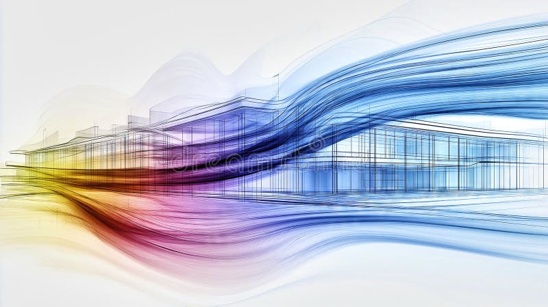 Modern Abstract Architecture Design with Wavy Lines Illustration Stock ...