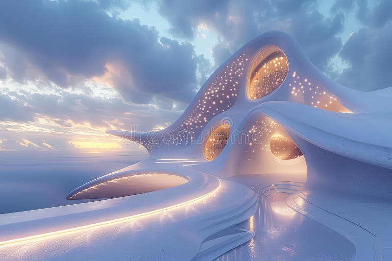 Modern Abstract Architecture with Soft Curves and Soft Lighting Stock ...