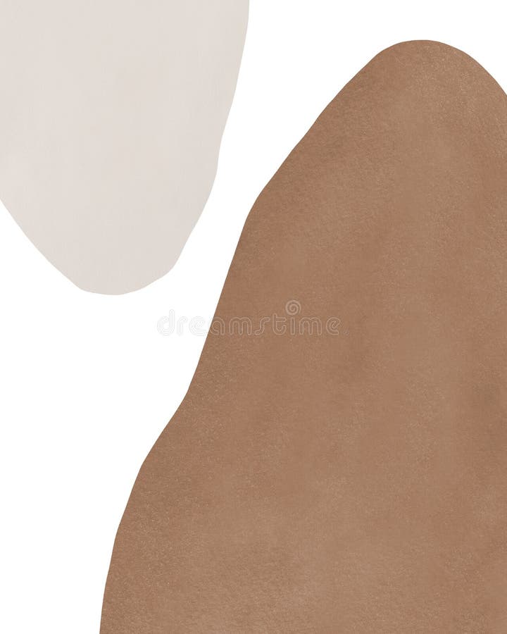 Modern Abstract Art. Brown and Beige Shapes with Watercolour Texture on ...
