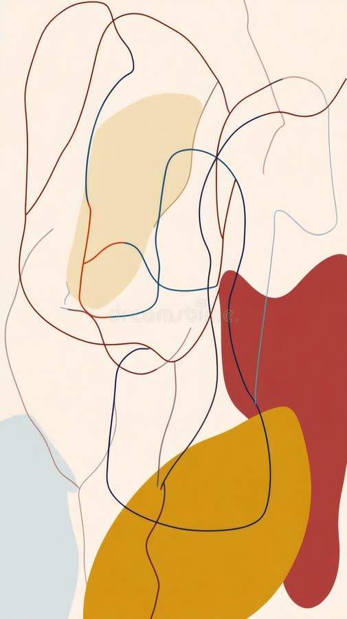 Modern Abstract Art Composition with Continuous Lines and Colored ...