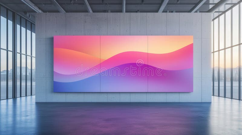 Modern Abstract Art Display in Minimalist Interior. Stock Illustration ...