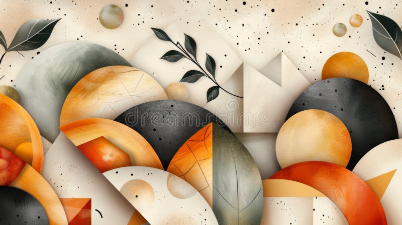 Modern Abstract Art with Geometric Shapes, Earthy Tones, and Organic ...