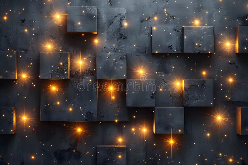 Modern Abstract Art with Glowing Lights and Textured Dark Blocks for ...