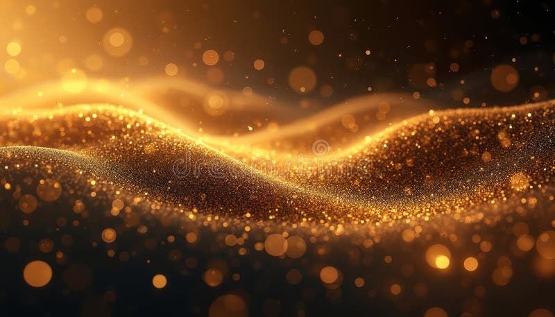 Modern Abstract Art with Gold Light Effect. Elegant Complex Flow of ...