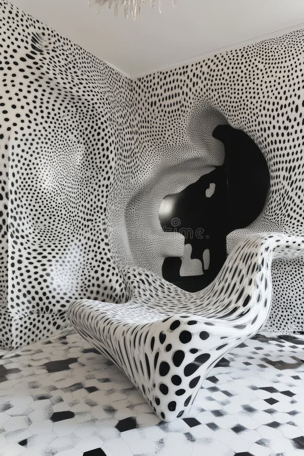 Modern Abstract Art Installation with Black and White Polka Dot ...
