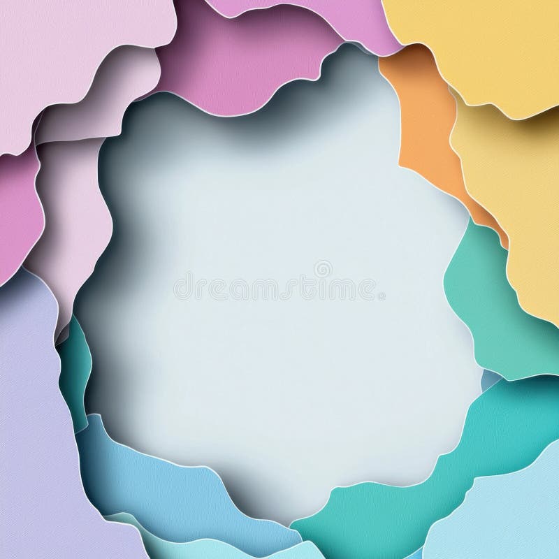 Modern Abstract Art with Layered Geometric Design in Soft Pastel Colors ...