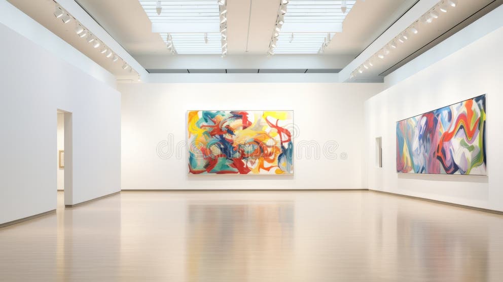 Modern Abstract Art in a Museum Space Stock Illustration - Illustration ...